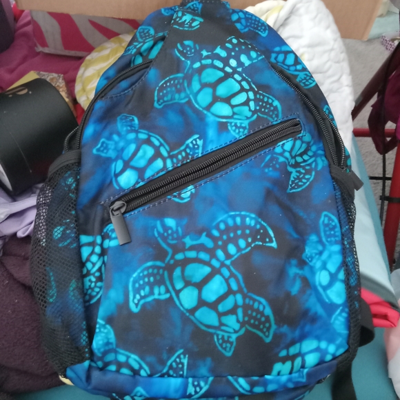 Bags | Blue Turtle Print Backpack | Poshmark